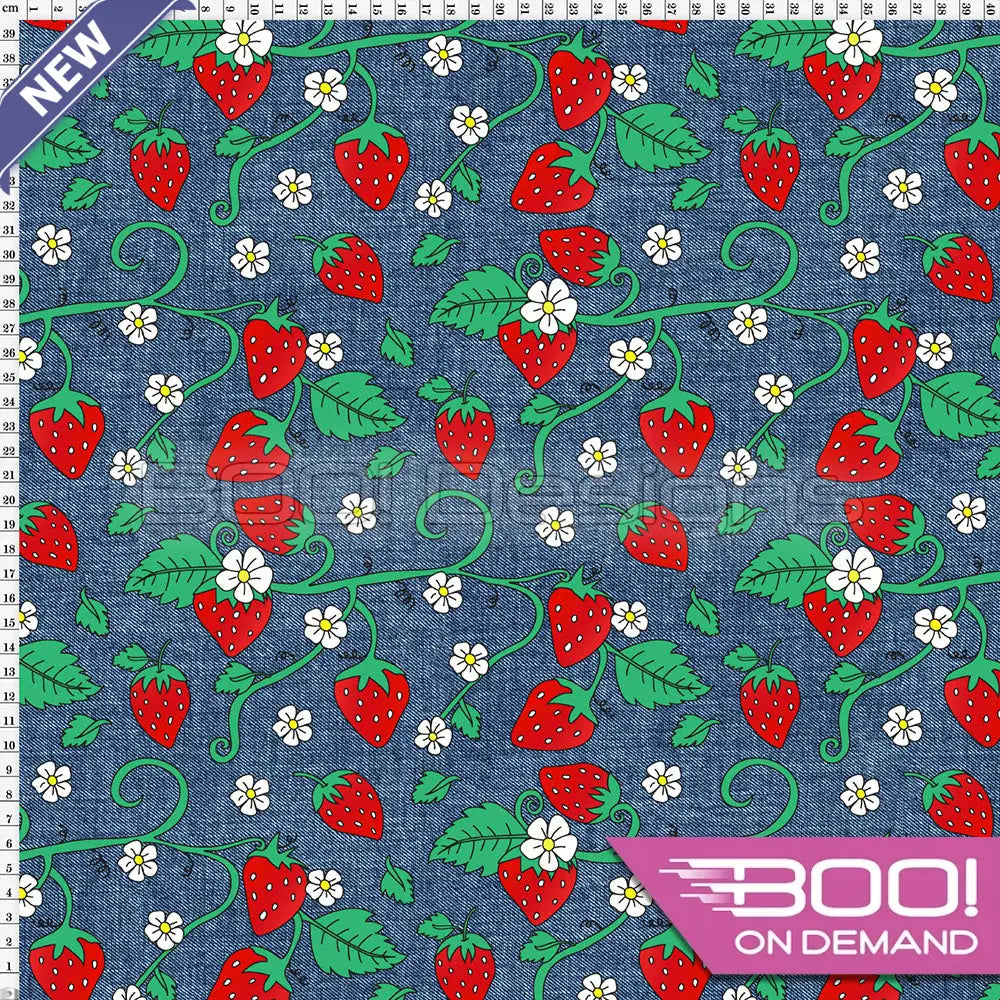 Spandex Denim Strawberries – BOO Designs